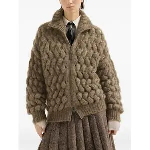 Brunello Cucinelli Zigzag Cable-knit Cardigan With Sequins