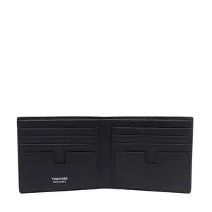 TOM FORD Classic Two-fold Wallet In Leather Fiore With Logo