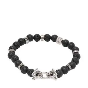 FERRAGAMO Lava Stone Beads Bracelet With Logo