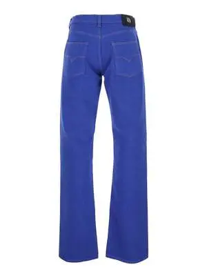 Versace Blue Cotton Five-pocket Jeans
