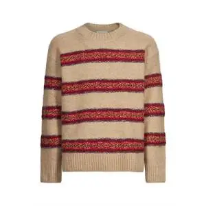Dries Van Noten Beige Horizontal Stripe Knit" Jumper - Cream