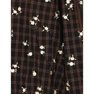 GANNI Printed Check Bomber Jacket - Brown
