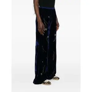 FORTE_FORTE Velvet Crystal-embellished Palazzo Pants