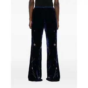 FORTE_FORTE Velvet Crystal-embellished Palazzo Pants