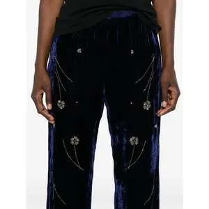 FORTE_FORTE Velvet Crystal-embellished Palazzo Pants
