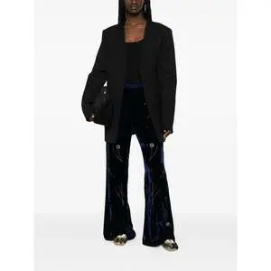 FORTE_FORTE Velvet Crystal-embellished Palazzo Pants