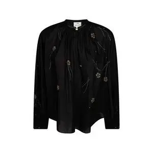 FORTE_FORTE Embellished Floral Embroidered Blouse - Black