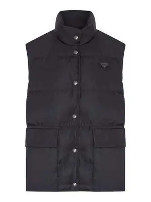 Prada Re-nylon Vest With Logo Plaque - Black