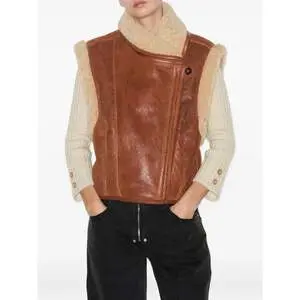 Isabel Marant Étoile Sleeveless Fur-trimmed Leather Vest