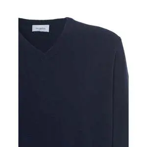 Malo Navy V-neck Cashmere Sweater - Blue