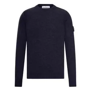 Stone Island Navy Ribbed Wool Blend Jumper - Blue