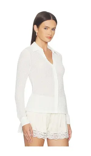 Sanctuary Juno Textured Button Front Top In White