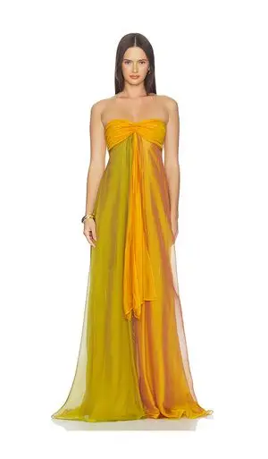 Retrofete Lunaria Chiffon Dress In Yellow