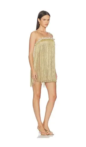PatBO Aurea Crochet Mini Dress In Metallic