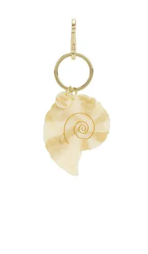 SOLAR ECLIPSE Hand-painted Spiral Shell Bag Charm & Keychain In White - N,a