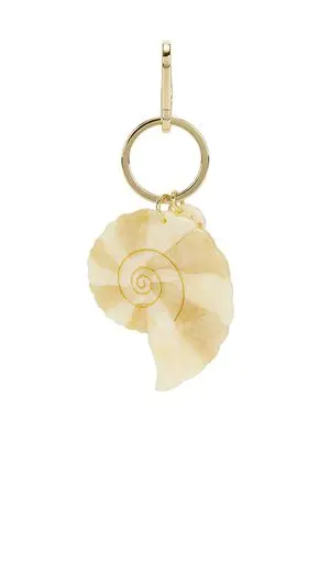 SOLAR ECLIPSE Hand-painted Spiral Shell Bag Charm & Keychain In White