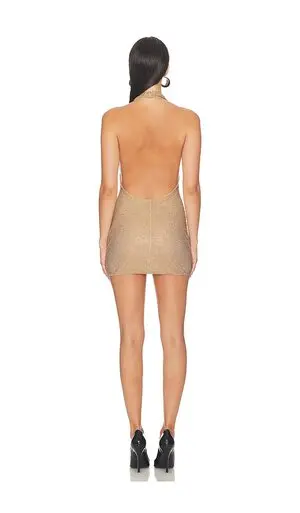 HAELO Rhinestone Halter Mini Dress