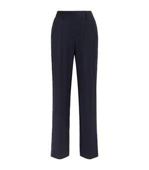 BLAZÉ MILANO Virgin Wool Check Lundy Tailored Trousers - Navy