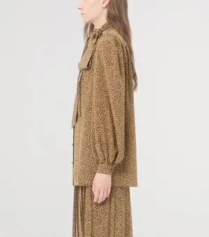 Valentino Garavani Silk Cheetah-print Shirt With Bow Detail