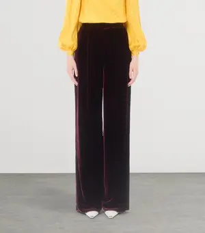 Valentino Garavani Velvet Wide-leg Trousers
