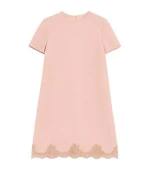 Valentino Garavani Wool-silk Lace-trim Mini Dress - Pink