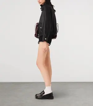 Maje Leather Funnel-neck Jacket