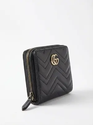 Gucci Gg Marmont Mini Zip Wallet - Black