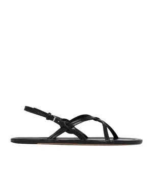 THE ROW Round-toe Flat Sandals - Black