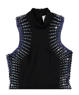 Casablanca Embellished Sleeveless High Neck Mini Dress