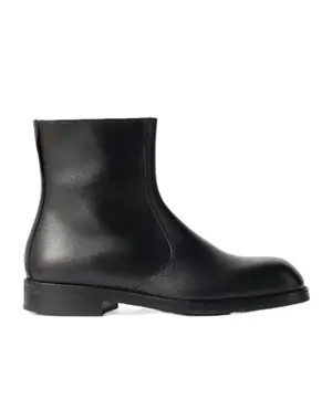 LEMAIRE Zipped Ankle Boots In Shiny Leather - Black