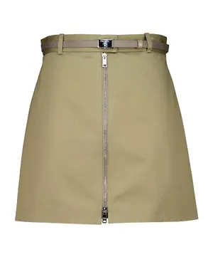 Prada Belted Zip-up Mini Skirt - Clay Ash