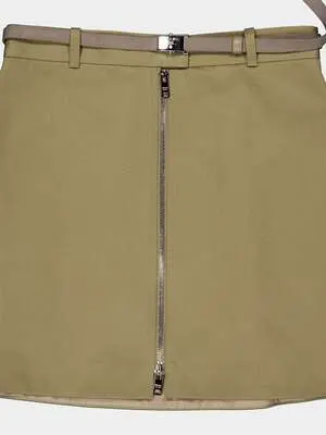 Prada Belted Zip-up Mini Skirt - Clay Ash