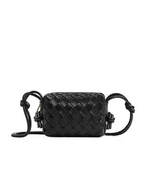 Bottega Veneta Candy Loop Woven Camera Bag - Black