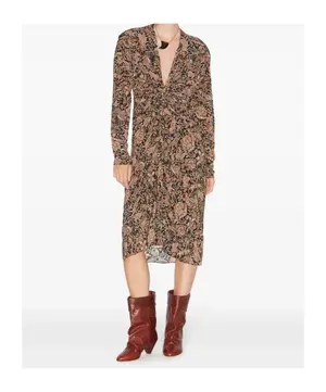 Isabel Marant Étoile Long Sleeve Paisley Print V-neck Dress