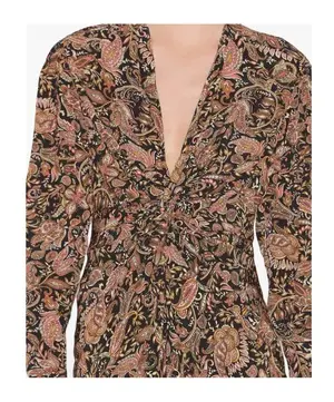Isabel Marant Étoile Long Sleeve Paisley Print V-neck Dress