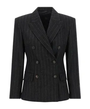 Brunello Cucinelli Lapel Long-sleeved Suit Jacket - Black