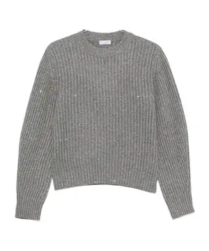 Brunello Cucinelli Sequin-embellished Ribbed Crew Neck Long Sleeve Sweater
