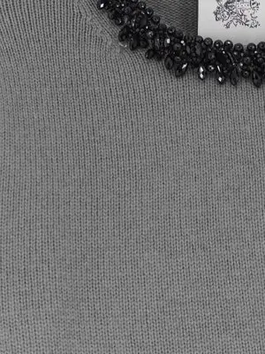 SEMICOUTURE Beaded Neck Knitted Sweater