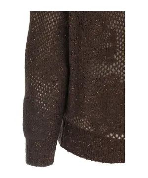 Brunello Cucinelli Floral Lace Knit Sweater - Black
