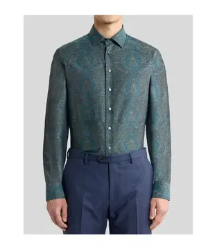Etro Ornamental Motif Jacquard Shirt - Green