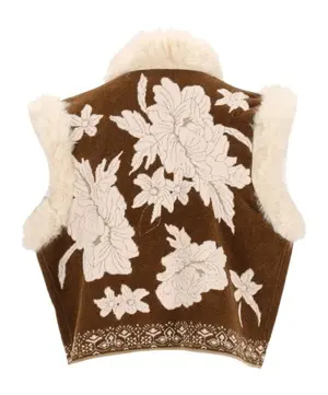 FORTE_FORTE Lotus Jacquard Faux Fur Vest - Multi-color