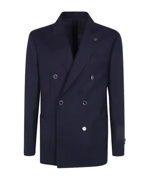 LARDINI Double Breasted Tailored Jacket - Blue