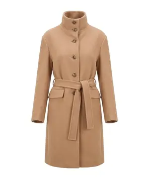 Pinko Belted Button-down Coat - Beige