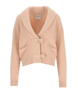 FORTE_FORTE Ribbed Button Cardigan - Nude