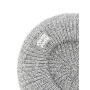 Miu Miu Logo-embroidered Ribbed-knit Beret