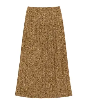 Valentino Garavani Valentino Crepe De Chine Skirt With Fauve Eclat Micromacula Print No