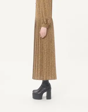 Valentino Garavani Crepe De Chine Skirt With Fauve Eclat Micromacula Print - No