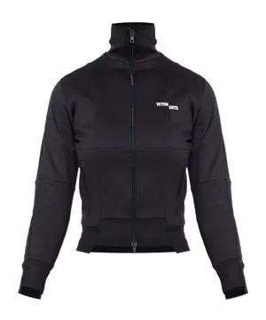Vetements Stand Up Collar Zipped Sweatshirt - Black