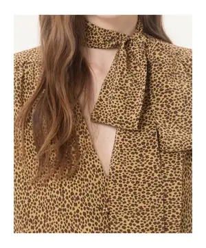 Valentino Garavani Crepe De Chine Shirt With Fauve Éclat Micromacula Print - Brown