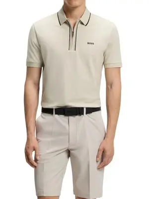Hugo Boss Zip-fastening Logo-print Polo Shirt